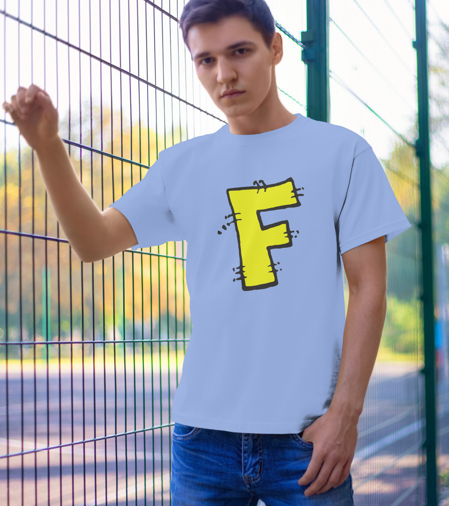 Forbush Man Large Yellow F Comic T-Shirt