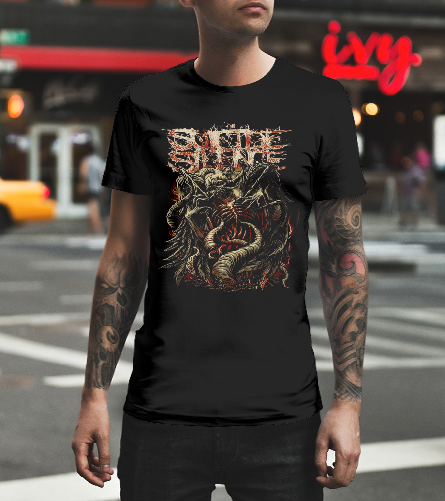 Suicide Silence Blasted Fiery Skull Serpent Demon T-Shirt