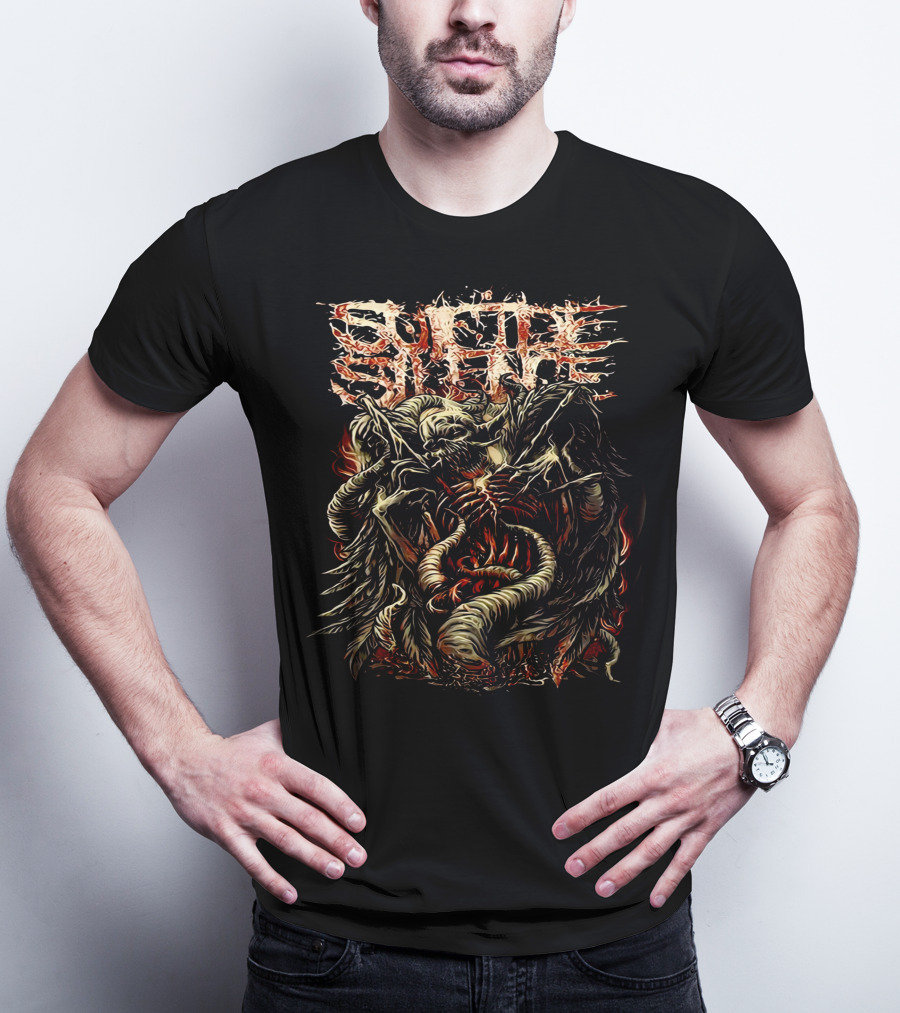 Suicide Silence Blasted Fiery Skull Serpent Demon T-Shirt