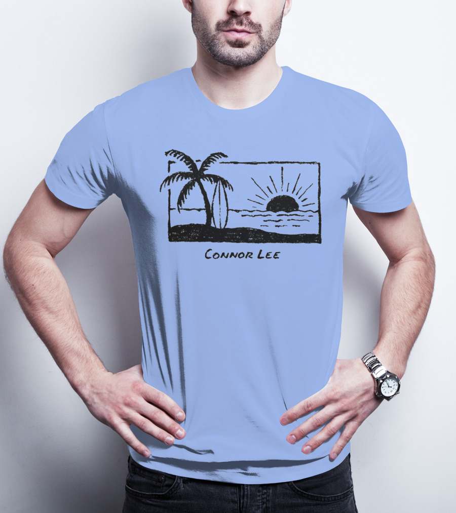 Connor Lee Palm Sunset Ocean Scene T-Shirt