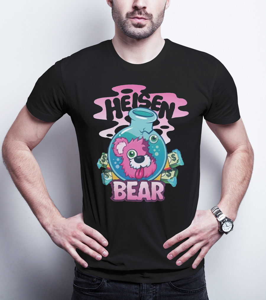 Heisen Bear Breaking Bad Merch Pink Teddy Bear Money Flask Cartoon T-Shirt