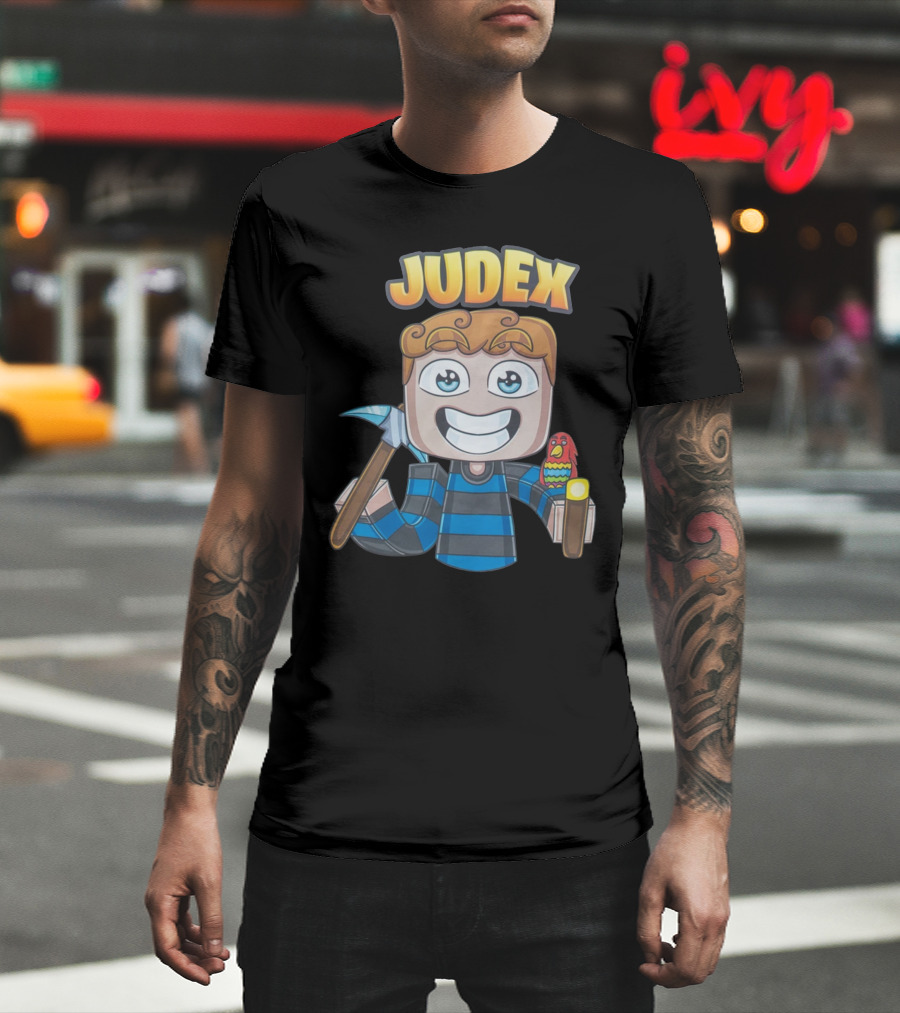 Judex Cartoon Character With Axe And Parrot T-Shirt
