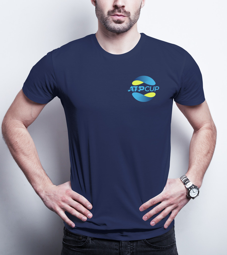 ATP Cup Merchandise Official Logo Blue Yellow T-Shirt