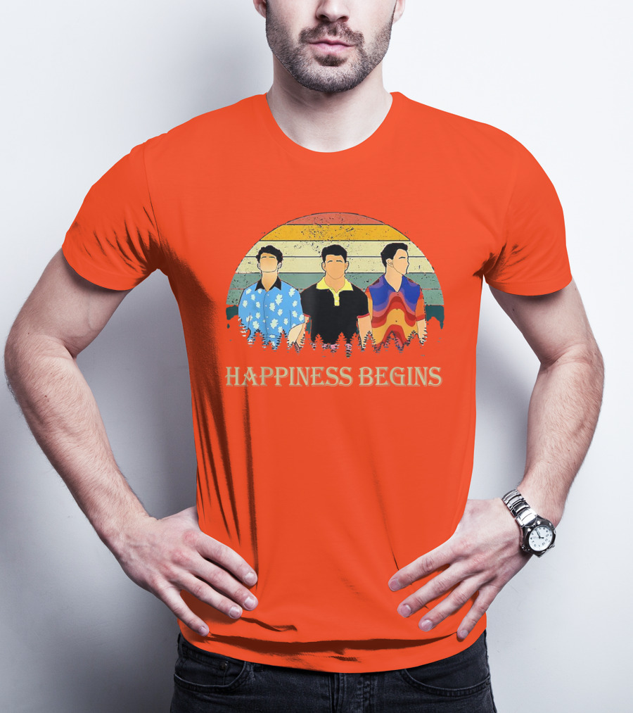 Retro Vintage Jonas Cool Brothers Happiness Begins Tour T-Shirt