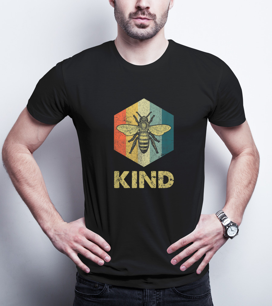 Bee Kind Hexagon Retro Kindness T-Shirt