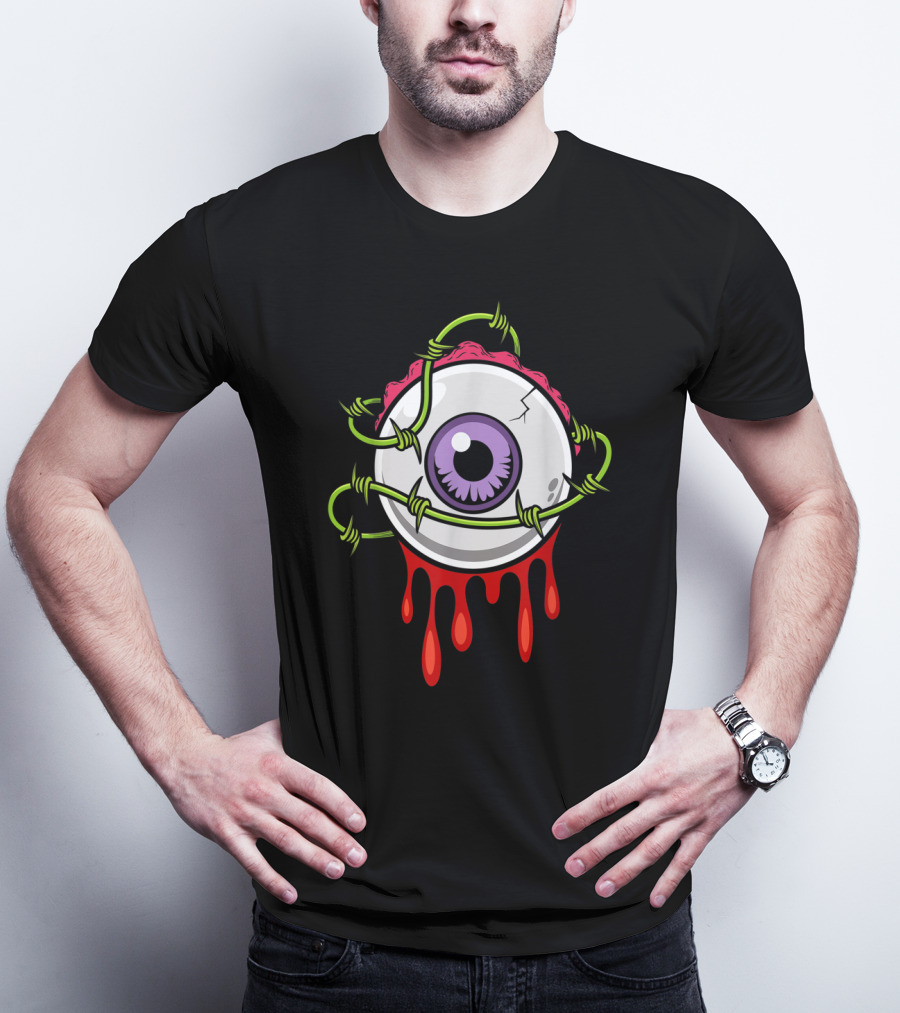 Barbed Slimy Human Eyeball Dripping Red T-Shirt