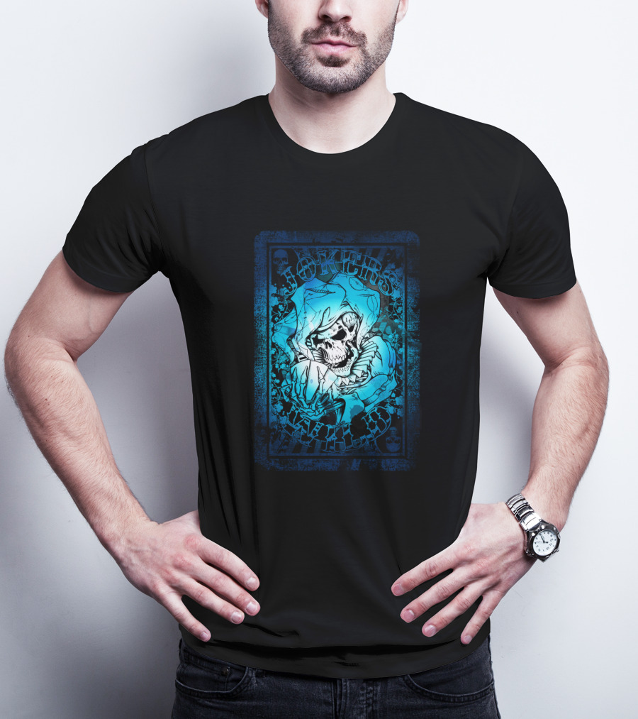 JOKERS WILD CARD Skeleton Jester Tattoo Style Poker T-Shirt
