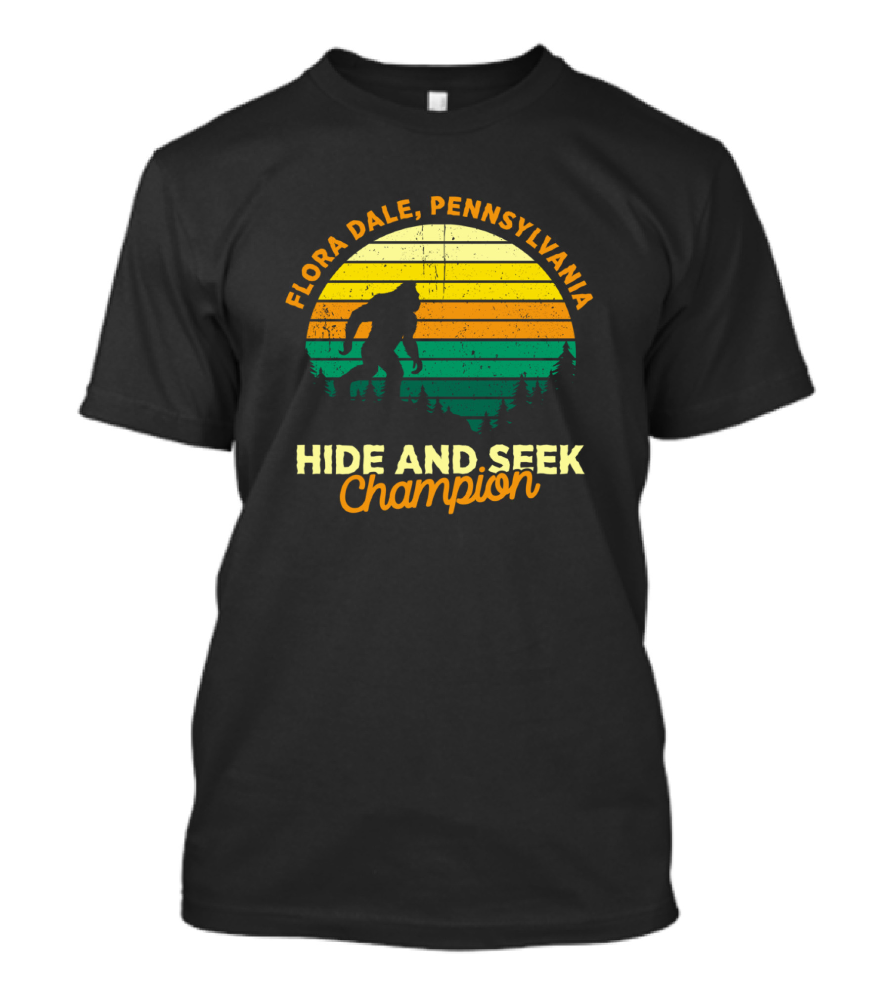 Flora Dale Pennsylvania Bigfoot Hide And Seek Champion Retro T-Shirt