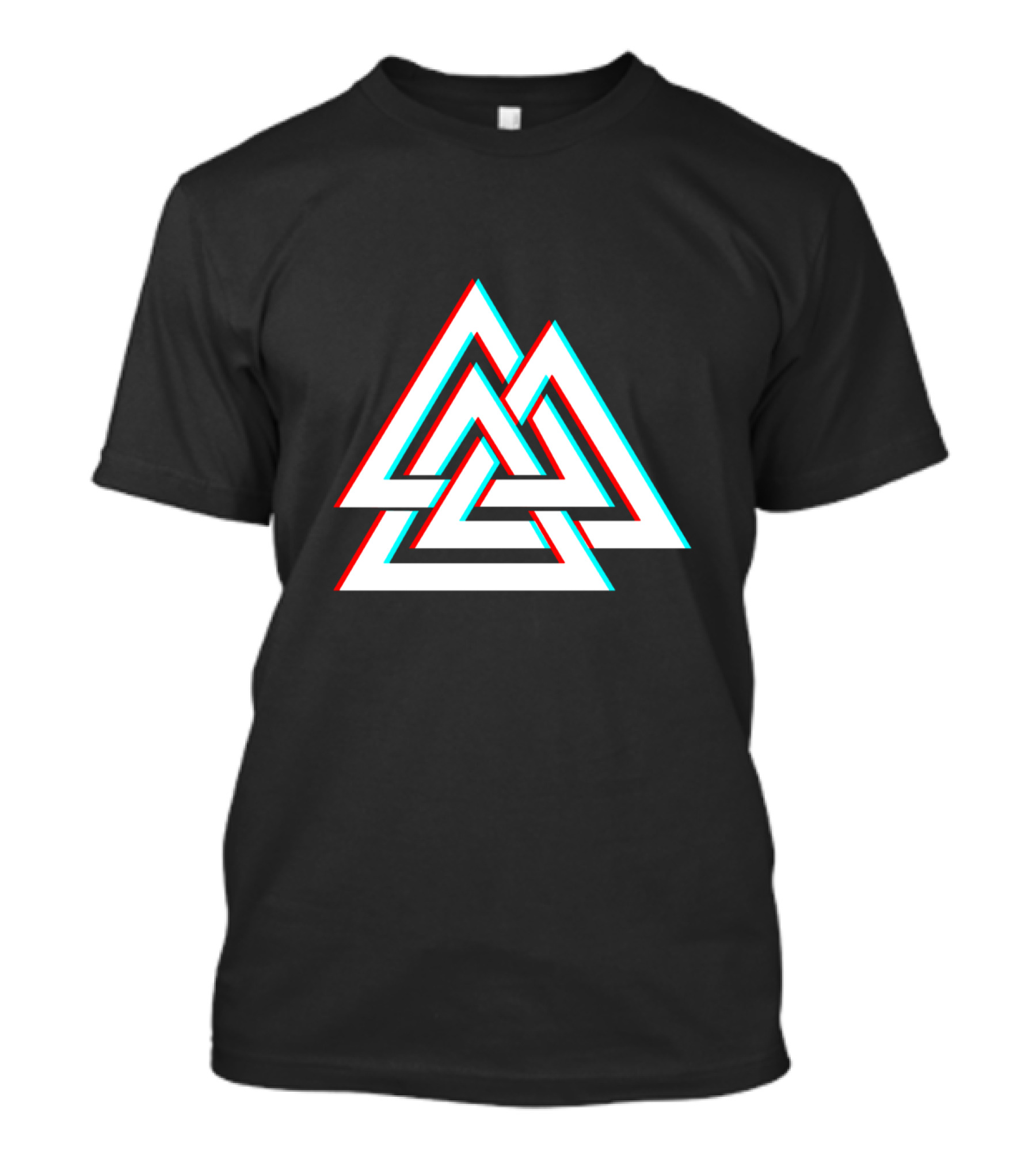 Trippy Valknut Symbol Nordic Wiccan Glitch Effect T-Shirt