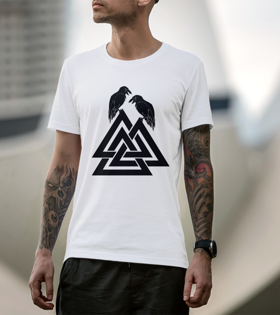 Valknut Odin Raven Viking Symbol Norse Mythology T-Shirt