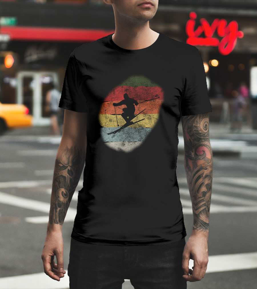 Retro Vintage Skiing Winter Birthday T-Shirt