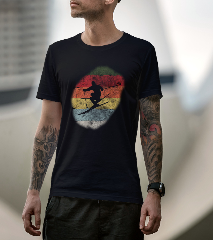 Retro Vintage Skiing Winter Birthday T-Shirt