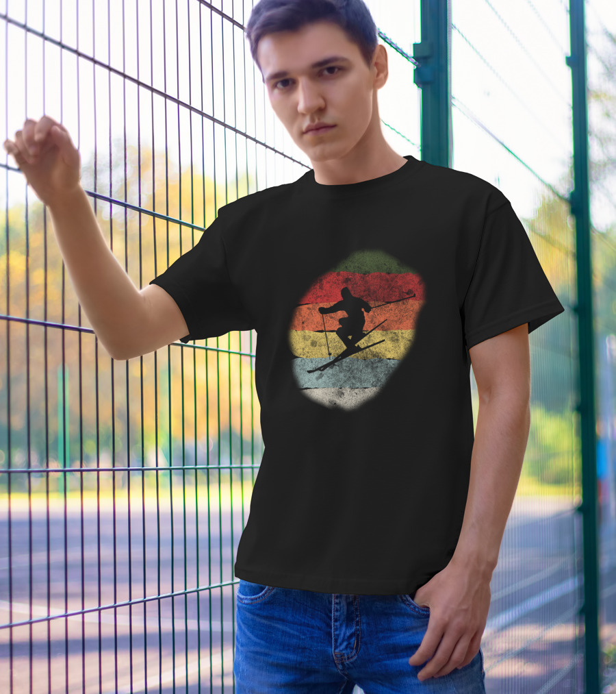 Retro Vintage Skiing Winter Birthday T-Shirt