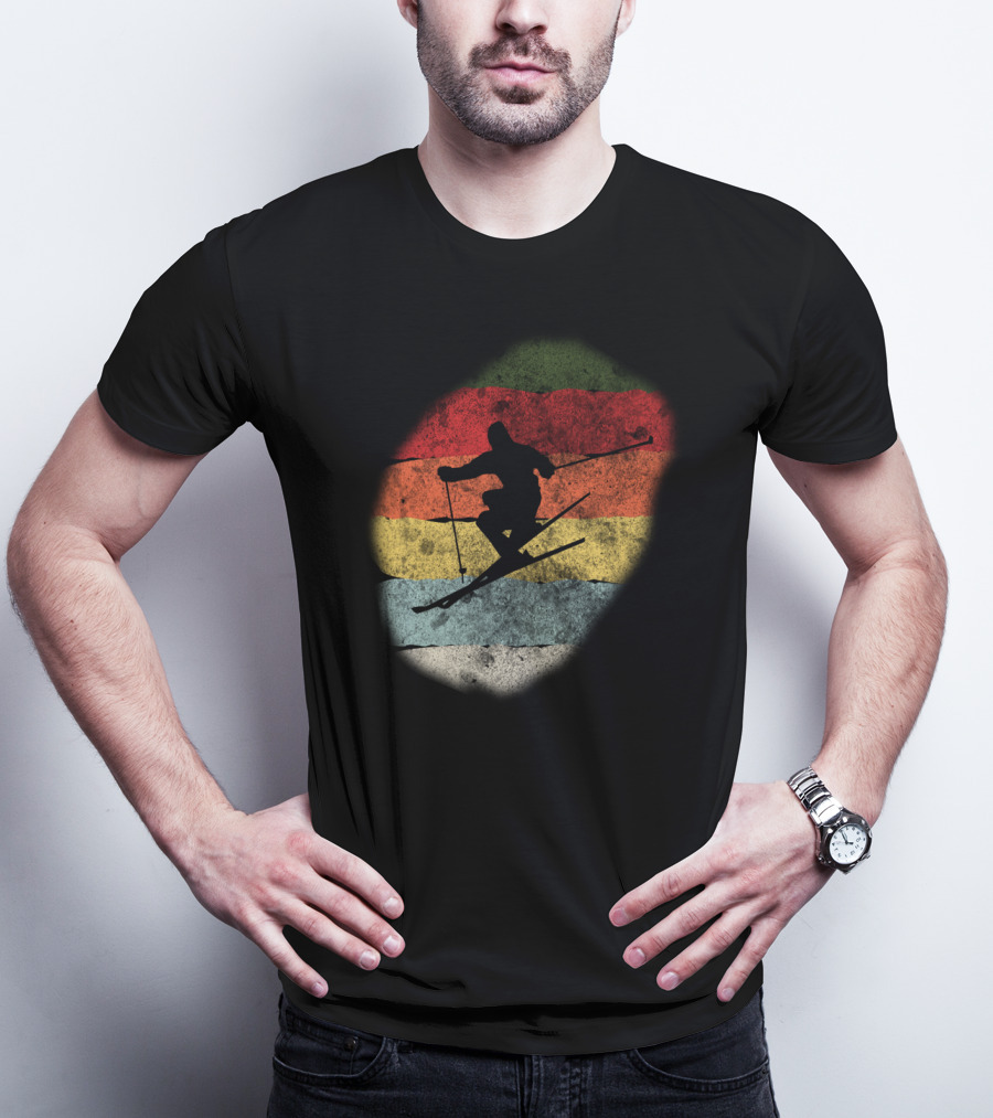 Retro Vintage Skiing Winter Birthday T-Shirt