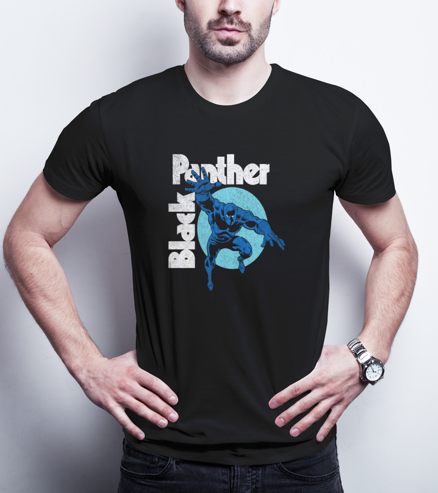 Marvel Black Panther Blue Heroic Pose Circle T-Shirt