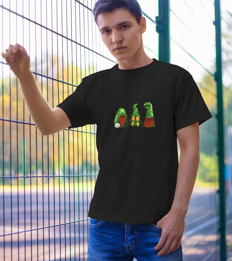 St Patricks Day Gnomes With Green Shamrock Hats T-Shirt