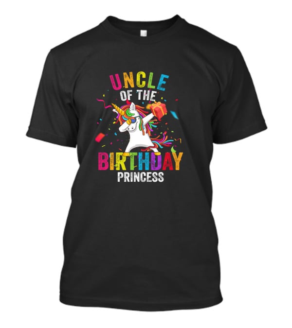 UNCLE OF THE BIRTHDAY PRINCESS Unicorn With Gift And Confetti T-Shirt