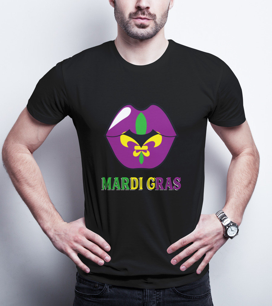 Mardi Gras Fleur De Lis Lips T-Shirt