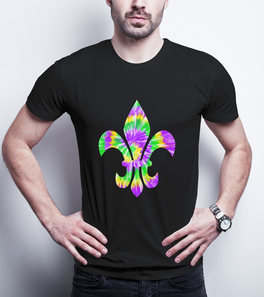 Mardi Gras Tie-Dye Fleur De Lis T-Shirt