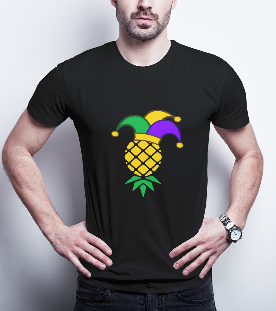 Upside Down Pineapple Jester Hat Mardi Gras T-Shirt