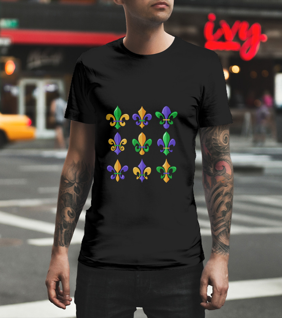 Fleur De Lis Colorful Mardi Gras Art Student's And Art Teacher's T-Shirt