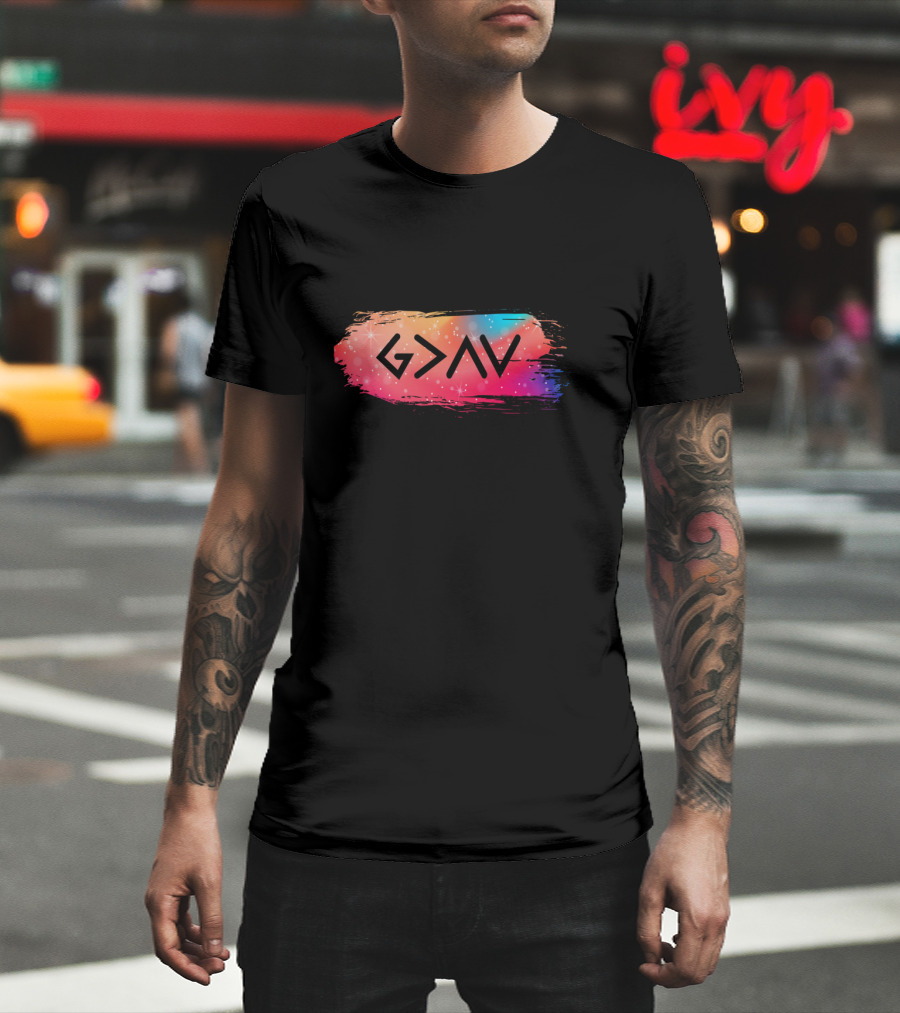 God Is Greater Than Our Highs And Lows Galaxy Brushstroke T-Shirt