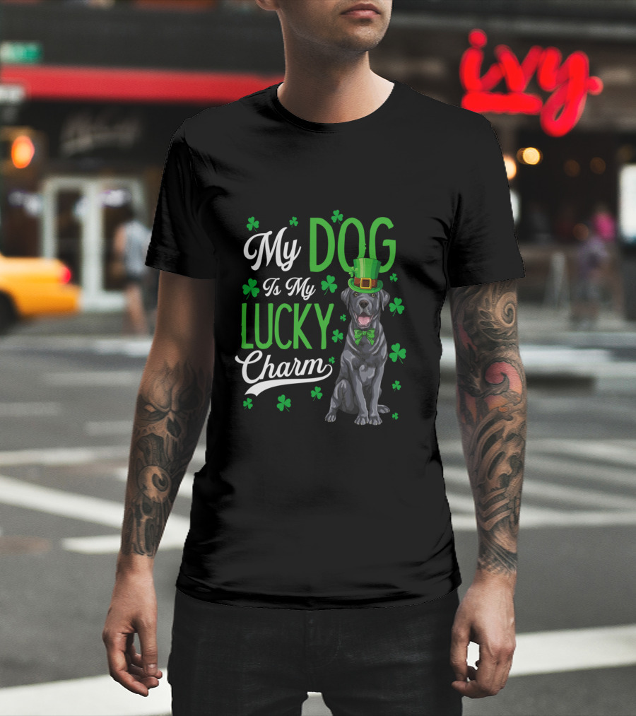 My Dog Is My Lucky Charm With Shamrocks St. Patrick's Day T-Shirt