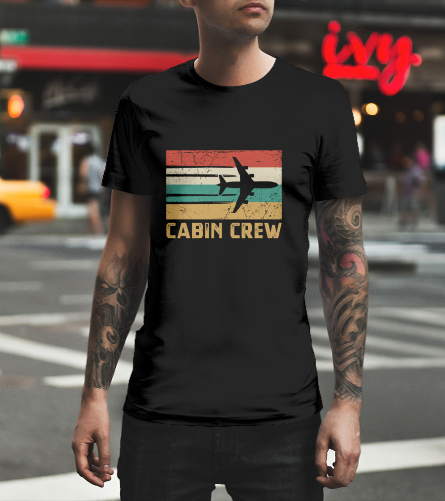 Cabin Crew Retro Airplane T-Shirt