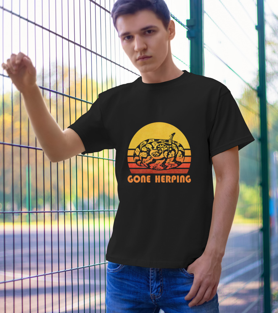 Gone Herping Retro Snake Reptile Animal Amateur T-Shirt