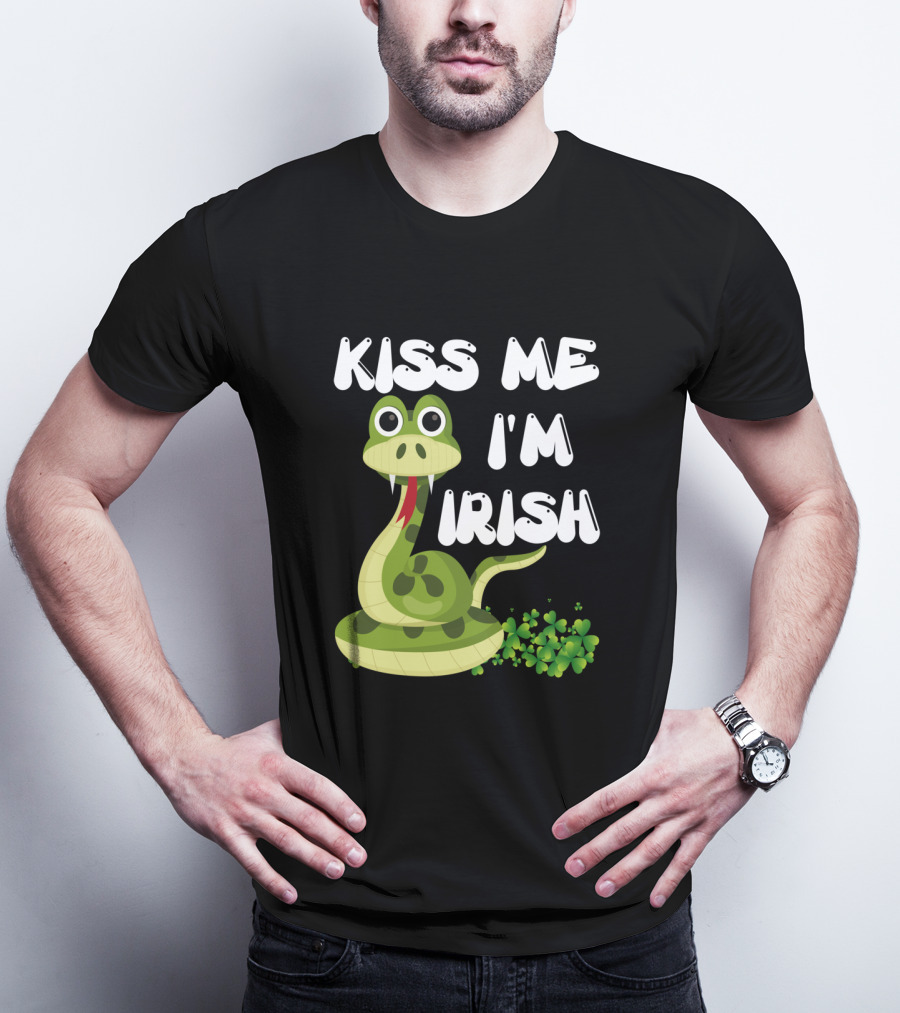Kiss Me I'm Irish Snake With Shamrocks T-Shirt