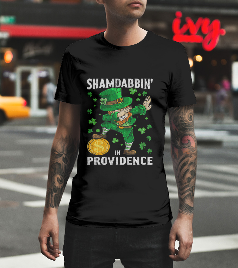 Shamdabbin' Leprechaun With Gold Coin In Providence St Patricks Day T-Shirt