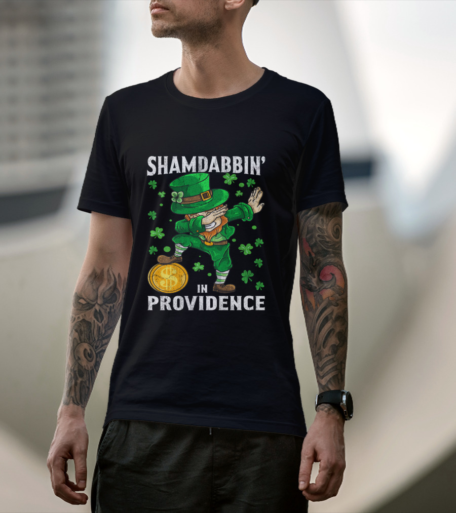 Shamdabbin' Leprechaun With Gold Coin In Providence St Patricks Day T-Shirt