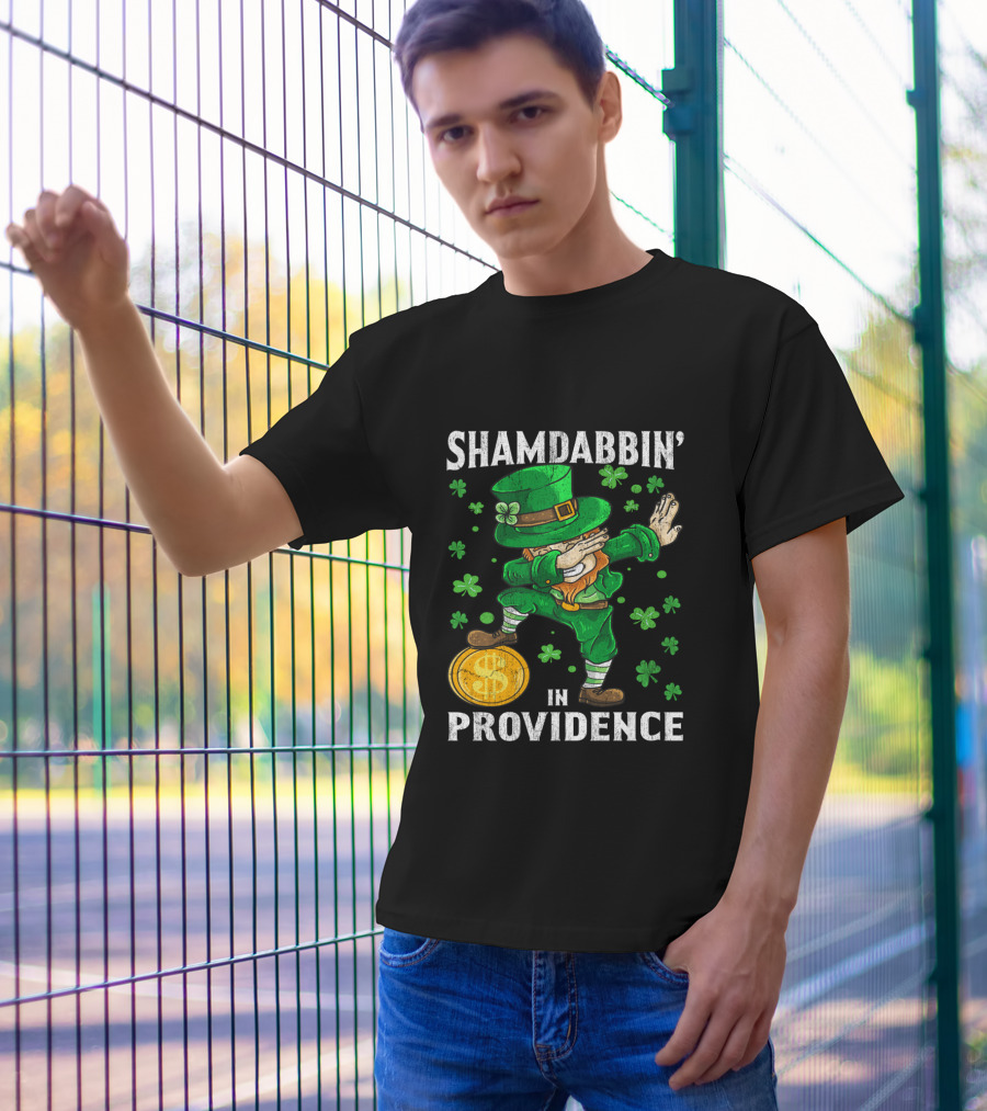 Shamdabbin' Leprechaun With Gold Coin In Providence St Patricks Day T-Shirt