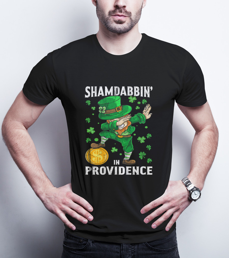 Shamdabbin' Leprechaun With Gold Coin In Providence St Patricks Day T-Shirt