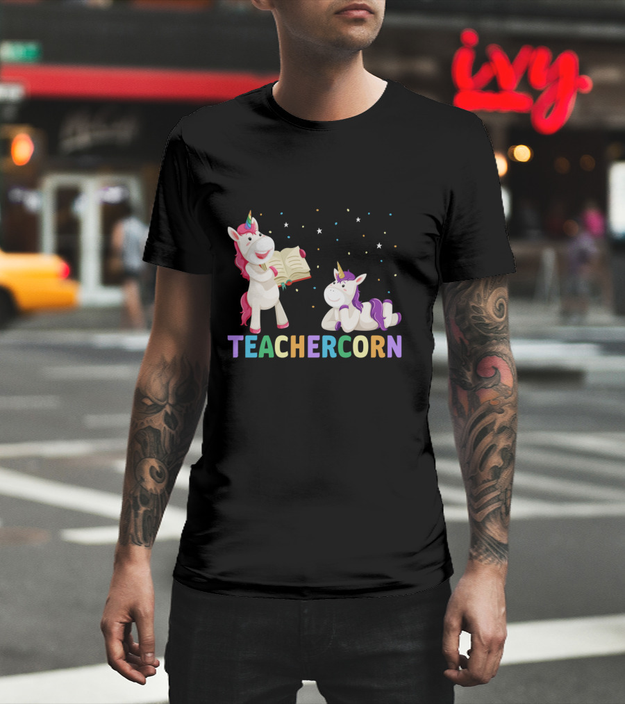 TEACHERCORN Magical Unicorn Teacher Appreciation Stars Book T-Shirt