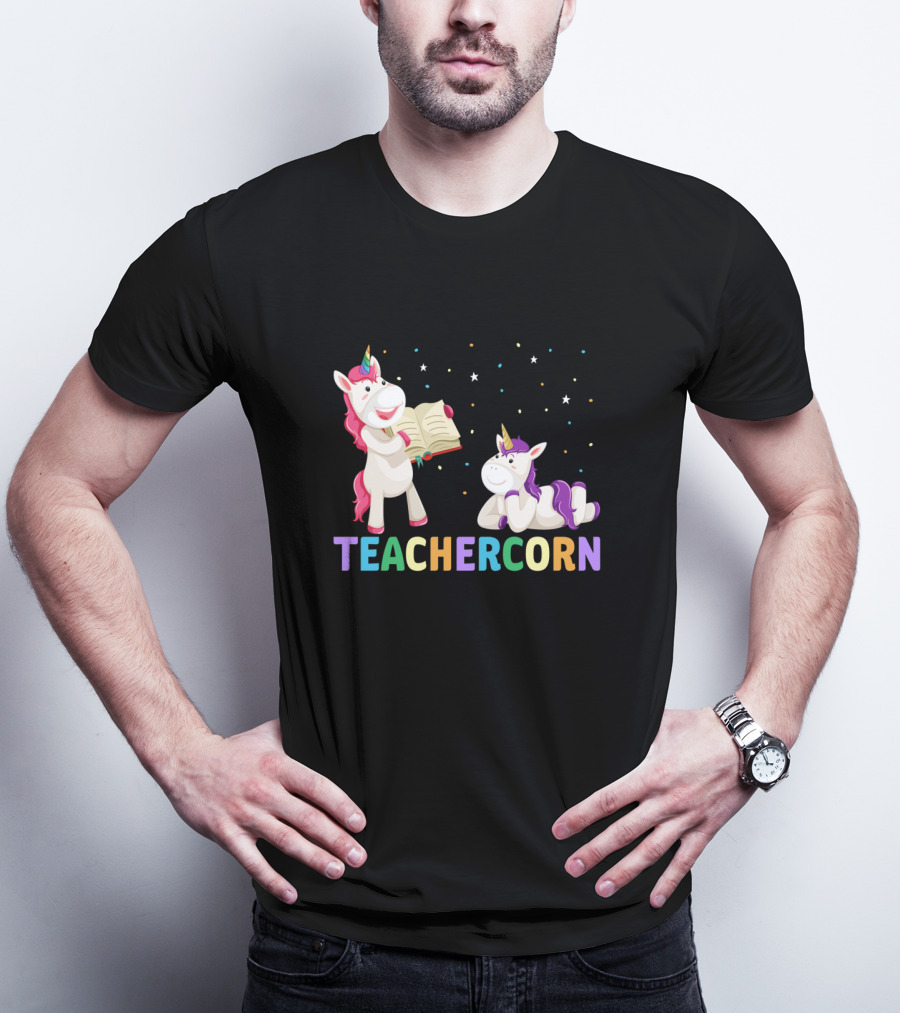 TEACHERCORN Magical Unicorn Teacher Appreciation Stars Book T-Shirt