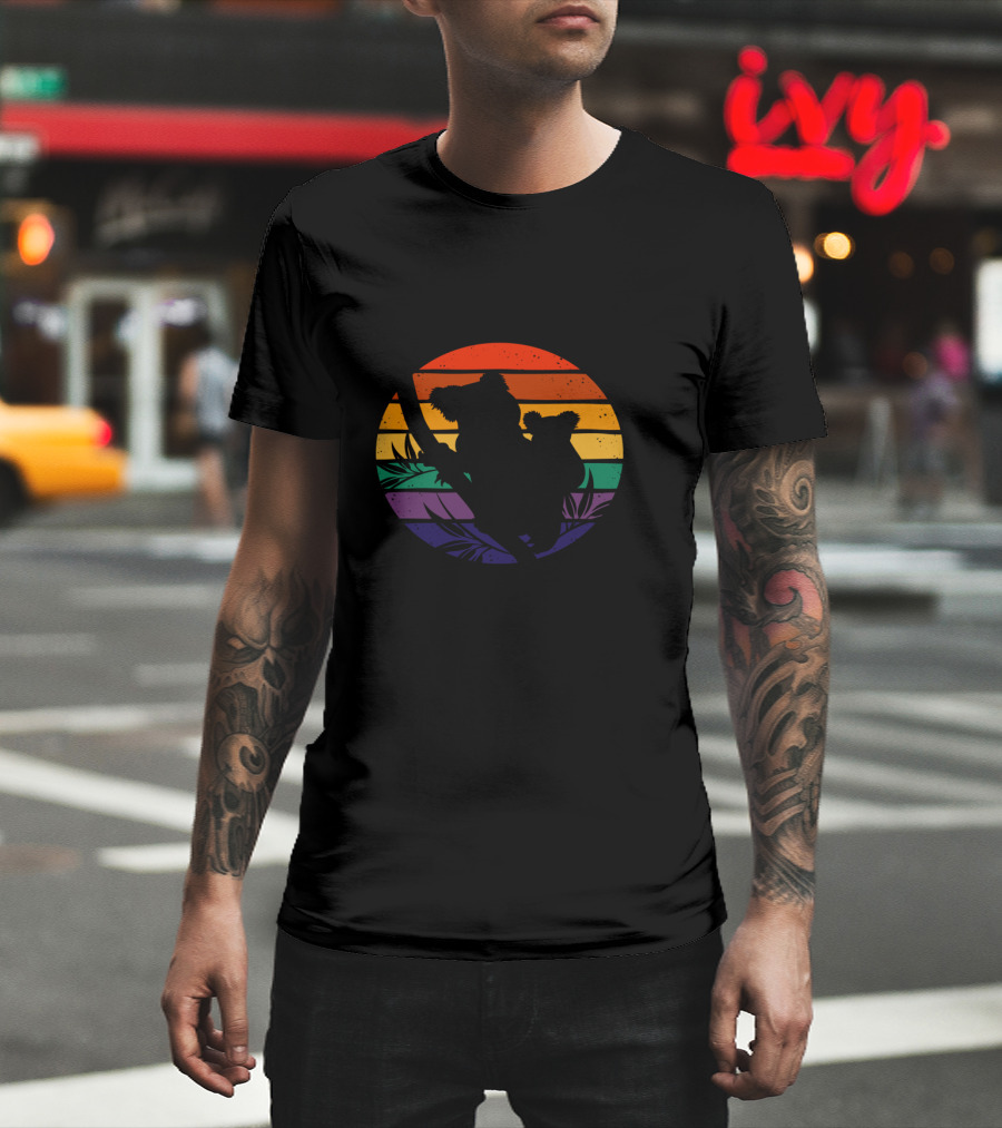 Save The Koalas Protect Wildlife Rainbow Sunset T-Shirt