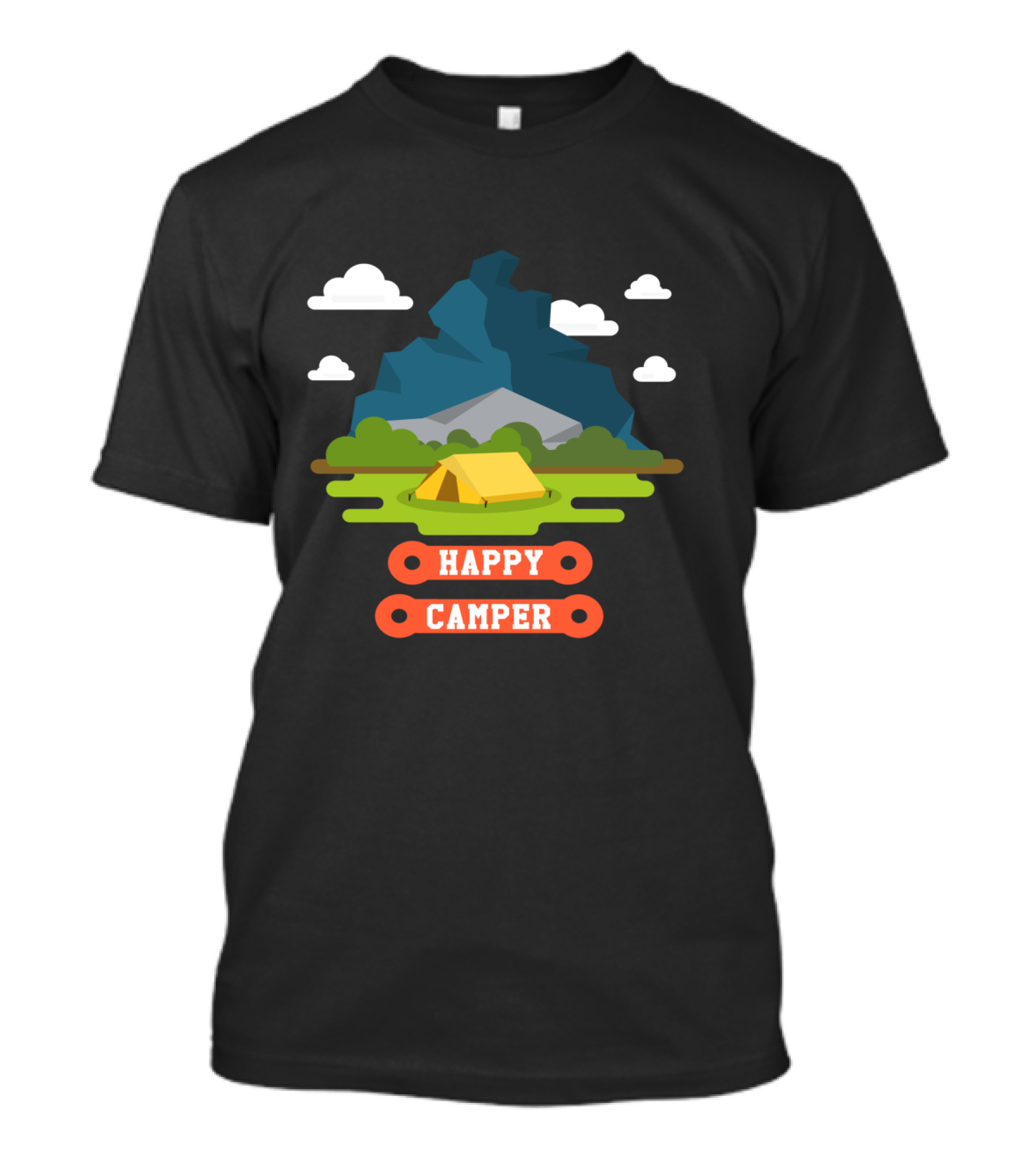 Happy Camper Mountain Tent Outdoors Adventure T-Shirt