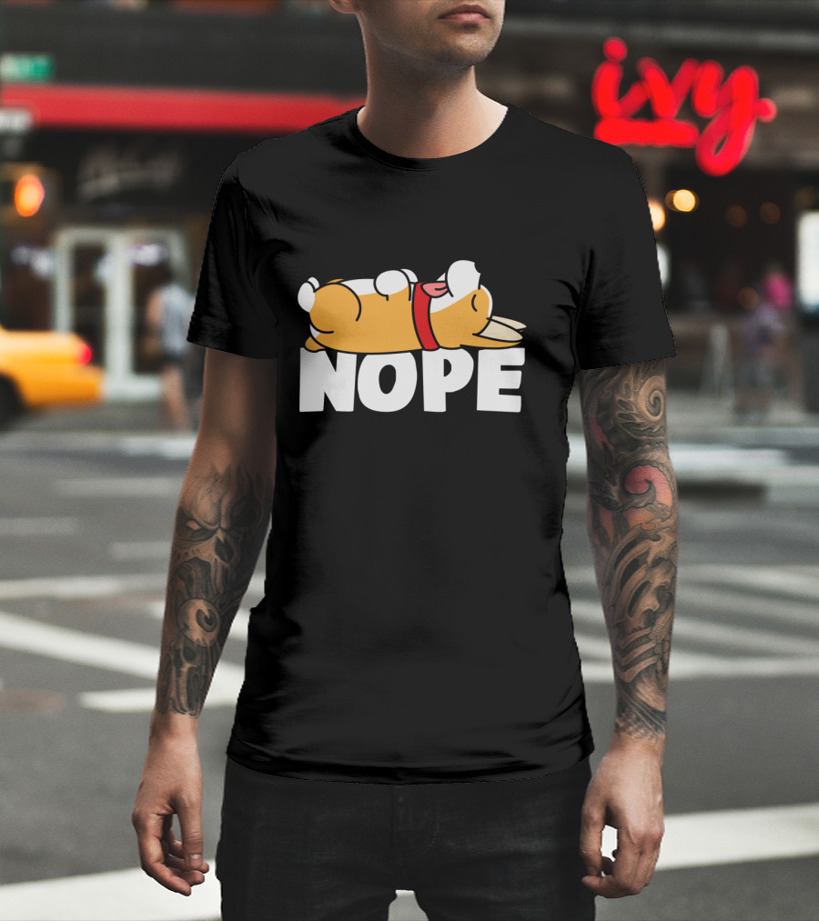 Napping Corgi Nope Lazy Dog Lover Funny T-Shirt