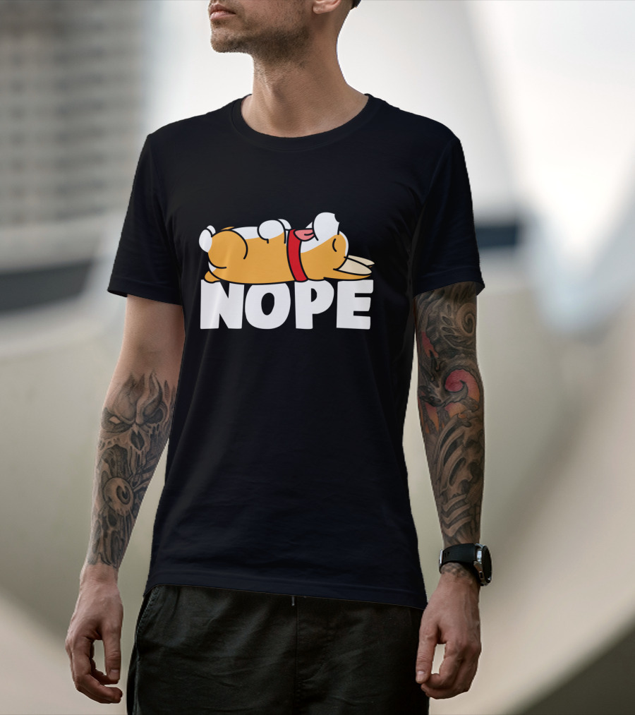 Napping Corgi Nope Lazy Dog Lover Funny T-Shirt