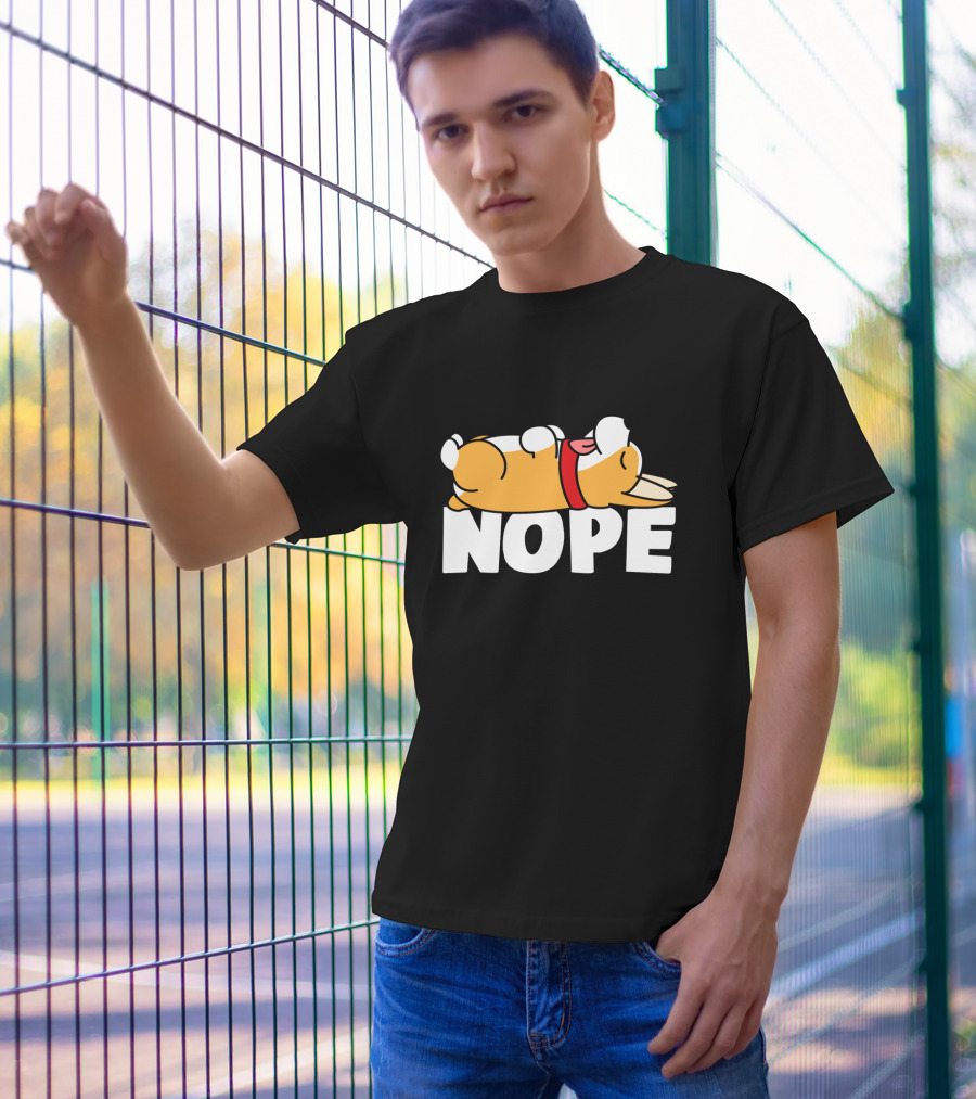 Napping Corgi Nope Lazy Dog Lover Funny T-Shirt