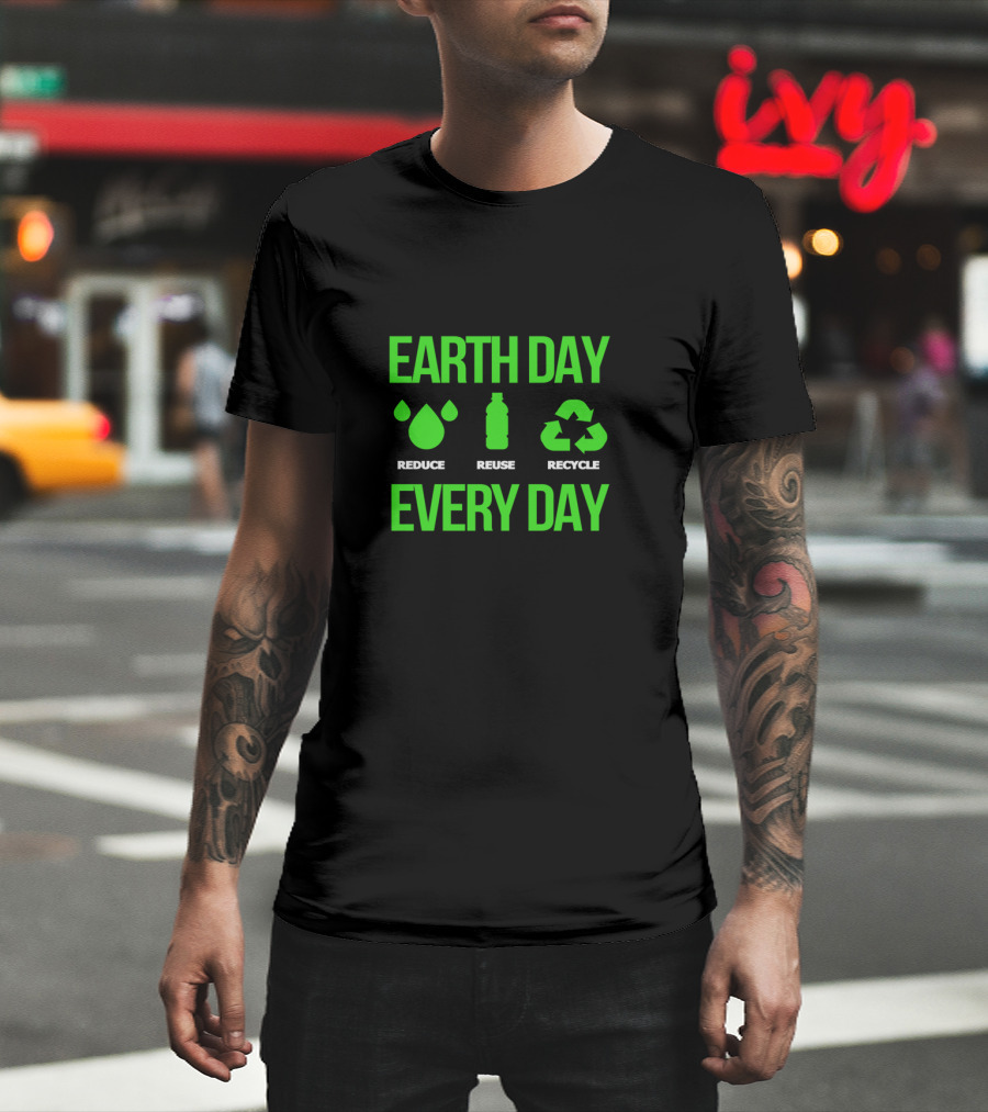 Earth Day Every Day Reduce Reuse Recycle Eco Icons T-Shirt