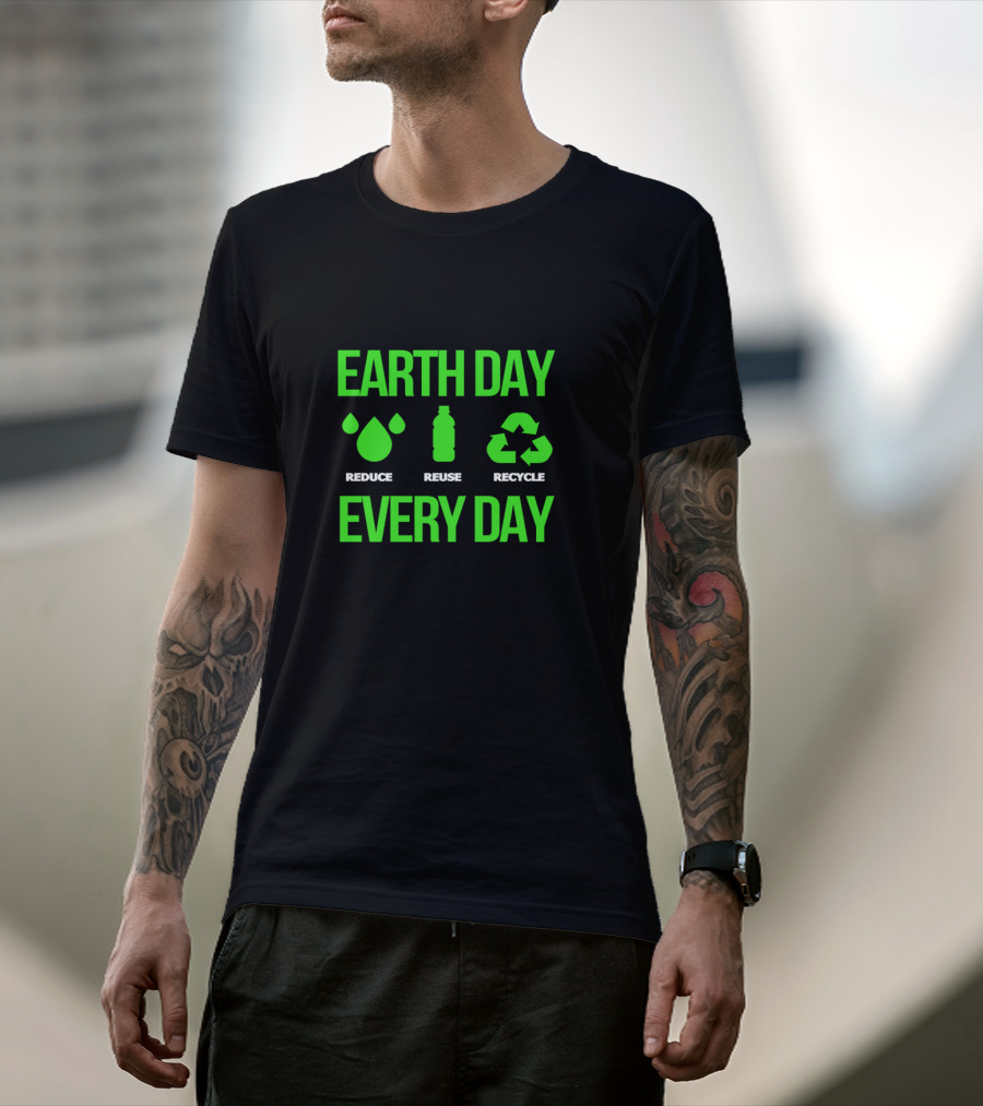 Earth Day Every Day Reduce Reuse Recycle Eco Icons T-Shirt