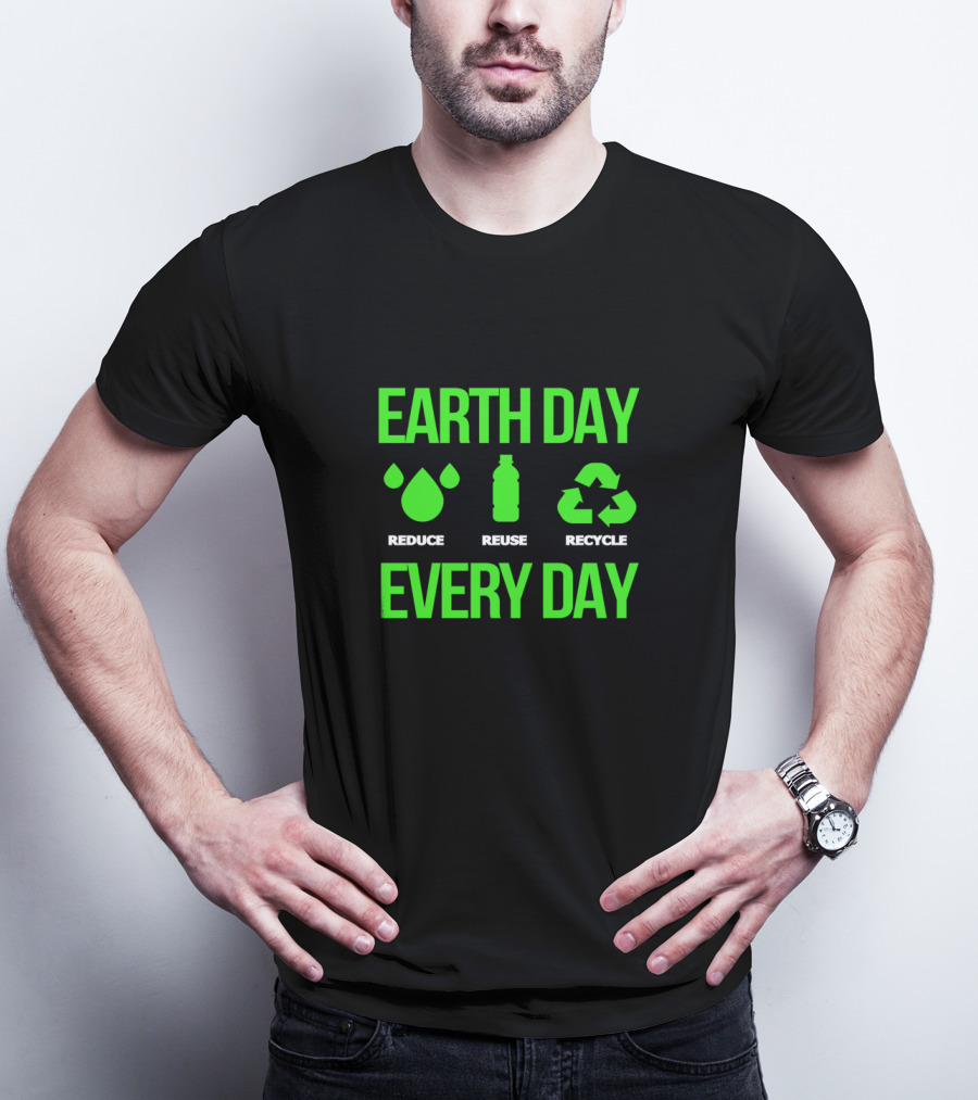 Earth Day Every Day Reduce Reuse Recycle Eco Icons T-Shirt