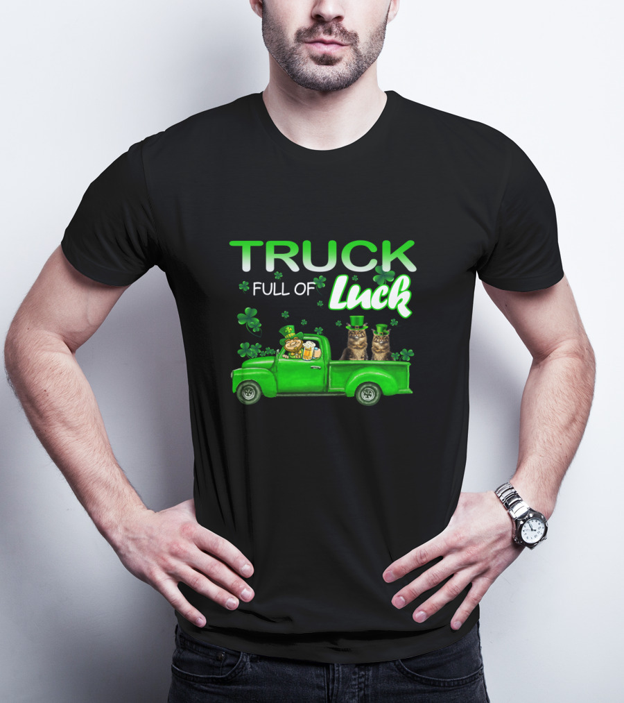 TRUCK Full Of Luck Maine Coon Cat Leprechaun T-Shirt