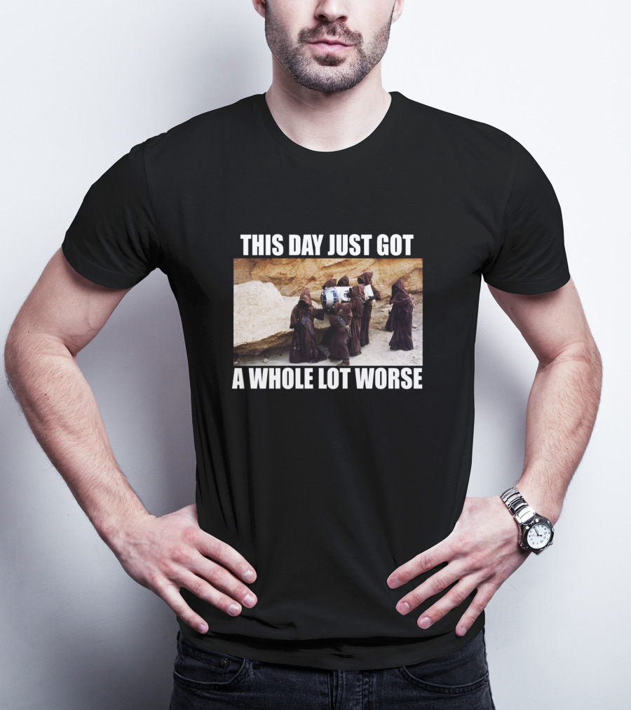 This Day Just Got A Whole Lot Worse Jawa Carrying R2-D2 Desert Scene T-Shirt