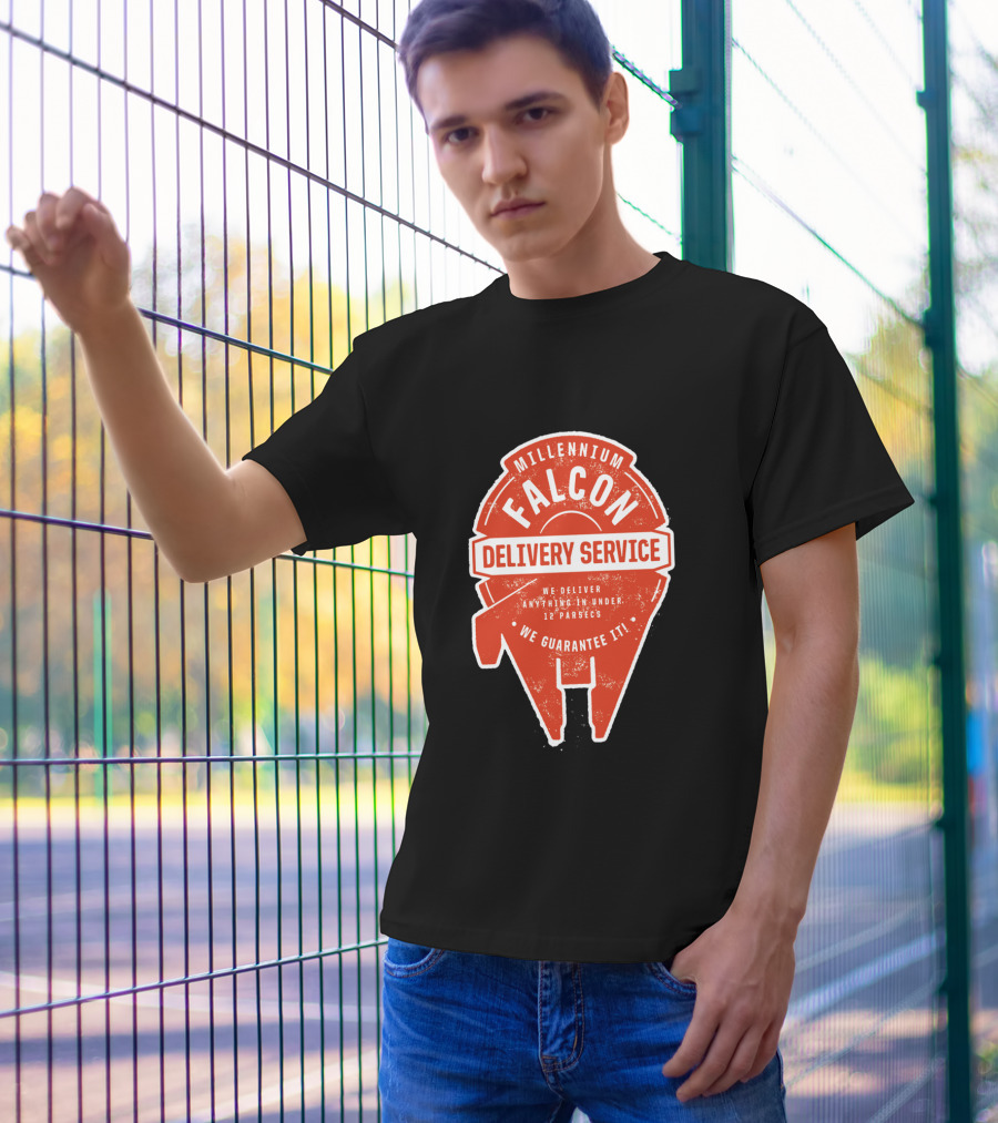 Millennium Falcon Delivery Service We Deliver Anything In Under 12 Parsecs We Guarantee It T-Shirt