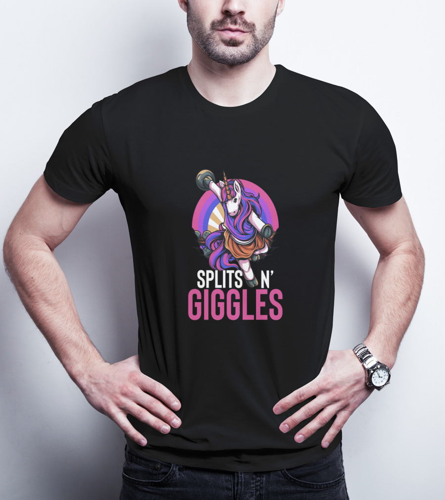 Unicorn Splits 'n Giggles Bowling Team Majestic Bowler T-Shirt