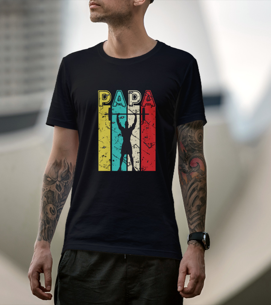 PAPA Weightlifting Silhouette Retro Colors T-Shirt