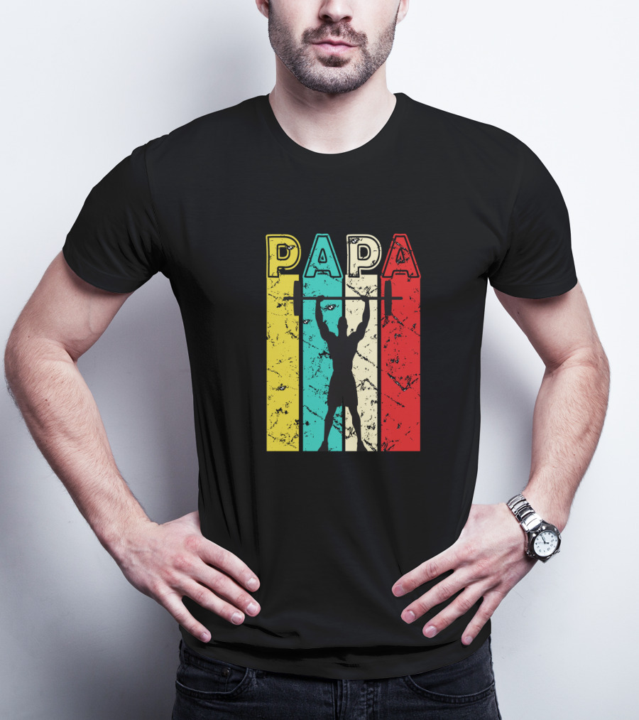 PAPA Weightlifting Silhouette Retro Colors T-Shirt
